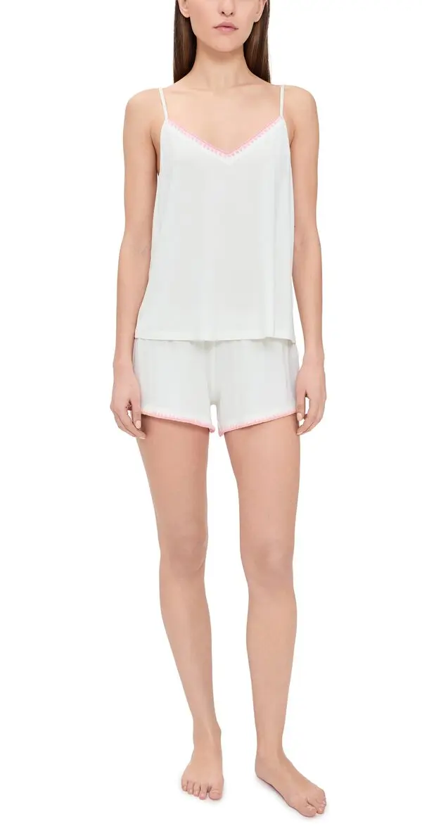 Eberjey Frida Cami Short Pajama Set - Ivory/pink Nectar
