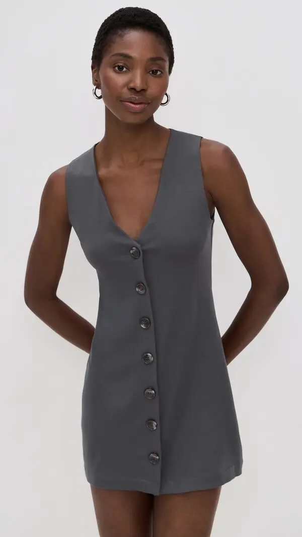 LE BOP Penny Mini Dress - Gunmetal