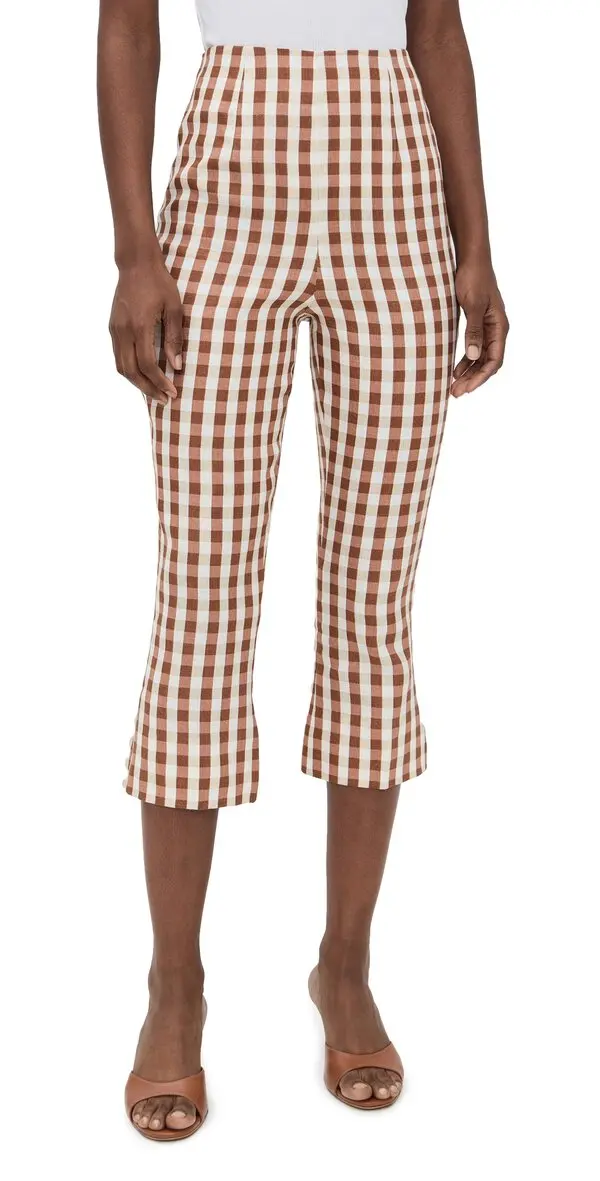 Faithfull The Brand Valeria Capri Pants In Gingham Check - Gingham Cedar