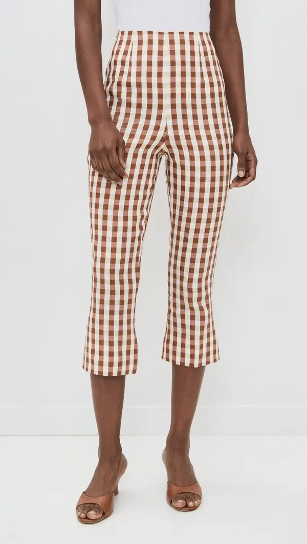 Faithfull The Brand Valeria Capri Pants In Gingham Check - Gingham Cedar