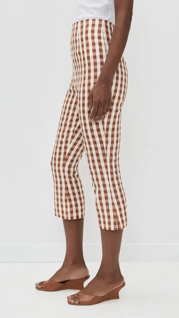 Faithfull The Brand Valeria Capri Pants In Gingham Check - Gingham Cedar