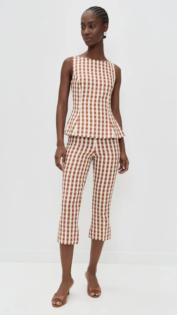 Faithfull The Brand Valeria Capri Pants In Gingham Check - Gingham Cedar