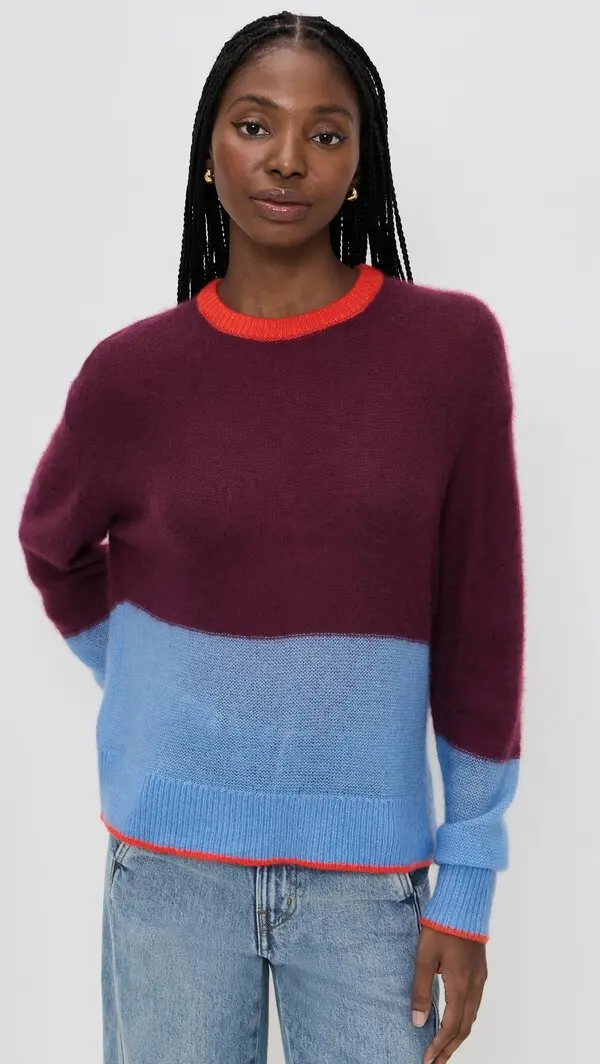 APIECE APART Color Blocked Cashmere-silk Knit Sweater