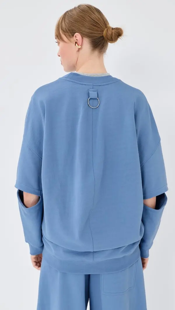 Tibi Cocoon Crewneck Sweatshirt - Light Blue