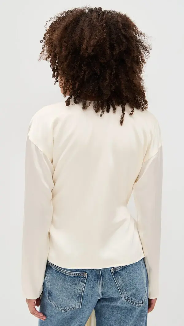 Helmut Lang Long Sleeve Scarf Drape Top
