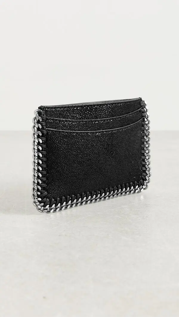 Stella McCartney Falabella Vegan Shaggy Deer Flat Card Holder - Black