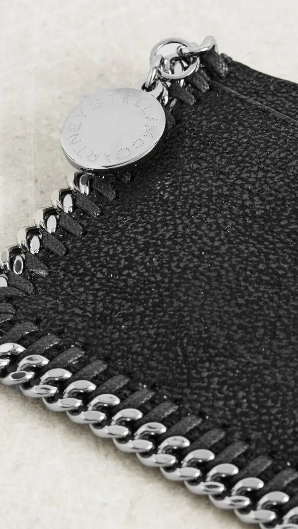 Stella McCartney Falabella Vegan Shaggy Deer Flat Card Holder - Black