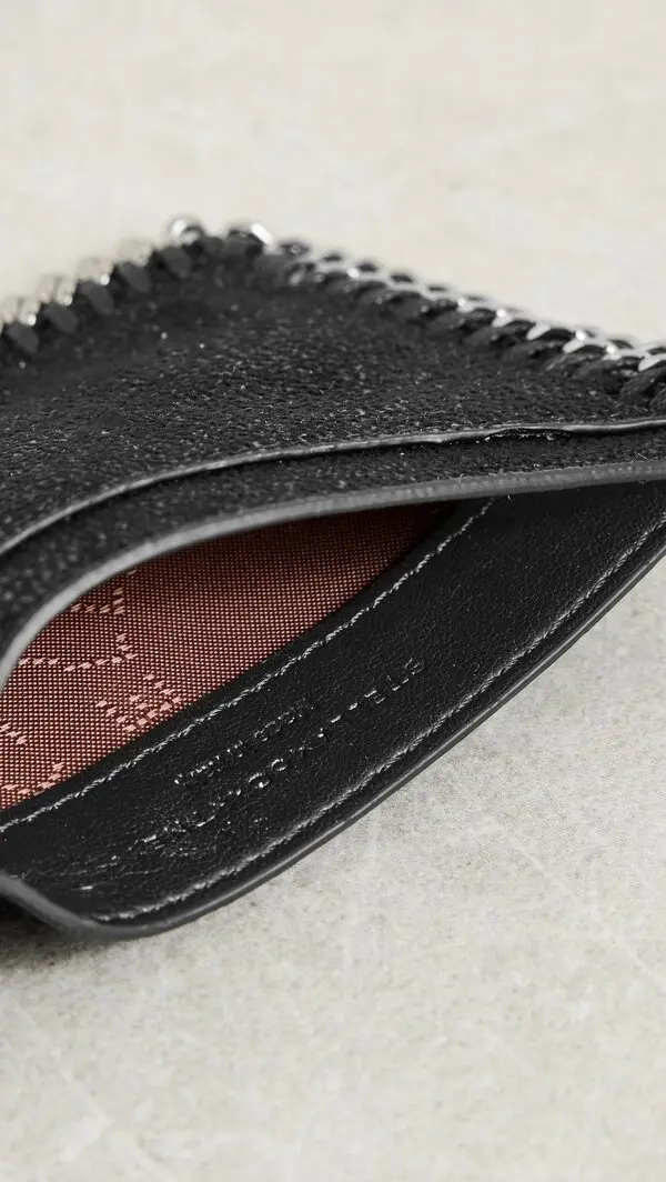 Stella McCartney Falabella Vegan Shaggy Deer Flat Card Holder - Black