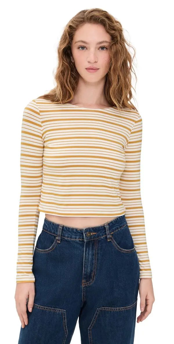 LE BOP Striped Long Sleeve Tee - Yellow/ivory