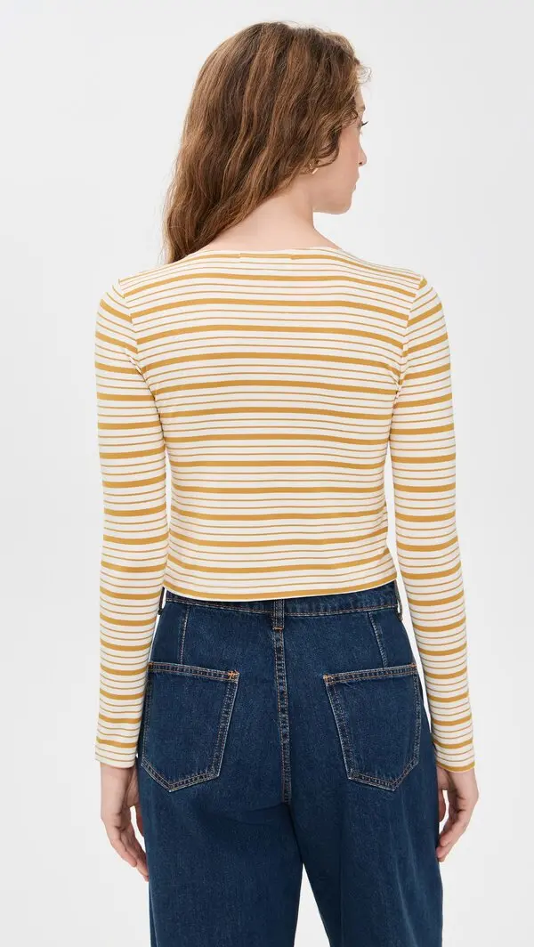 LE BOP Striped Long Sleeve Tee - Yellow/ivory