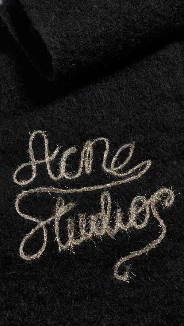 Acne Studios Vally Solid Embroidered Winter Scarf - Black