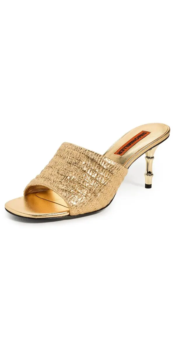 SIMONMILLER Playa Bamboo Heeled Sandals - Gold/natural