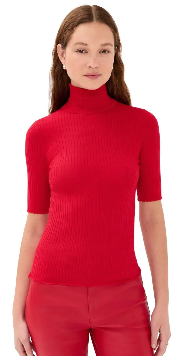 Sprwmn Short Sleeve Turtleneck Top