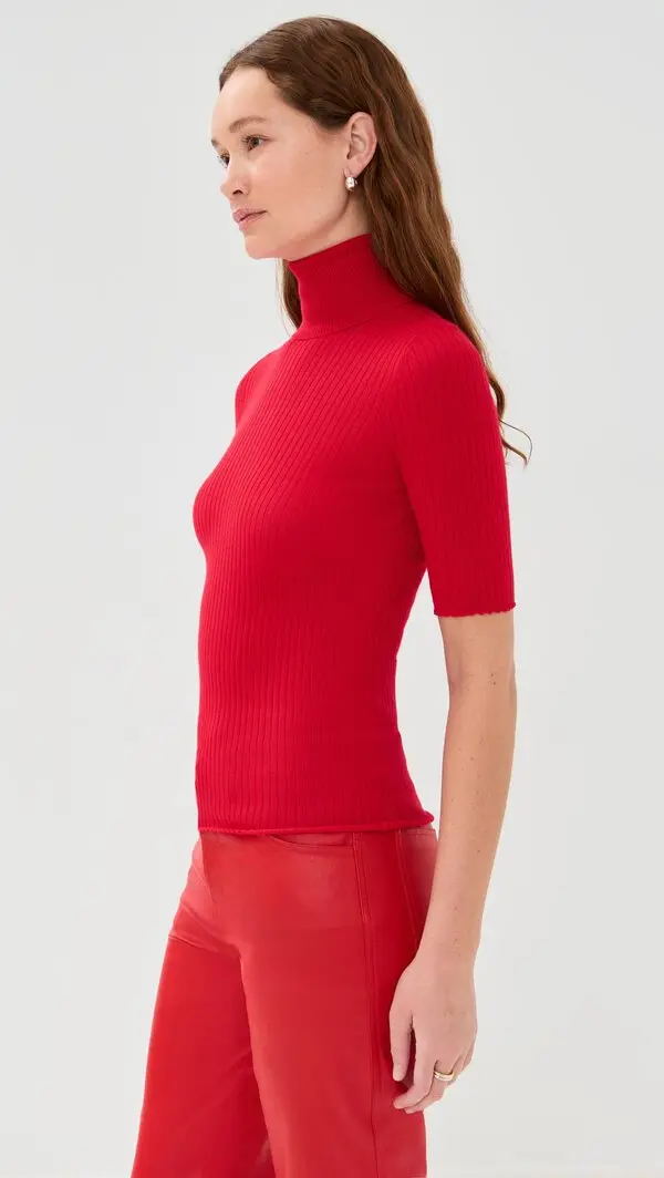 Sprwmn Short Sleeve Turtleneck Top