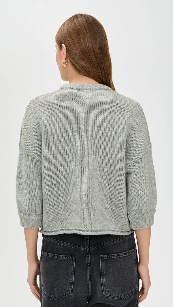 Secular 3/4 Sleeve Crew Neck Sweater