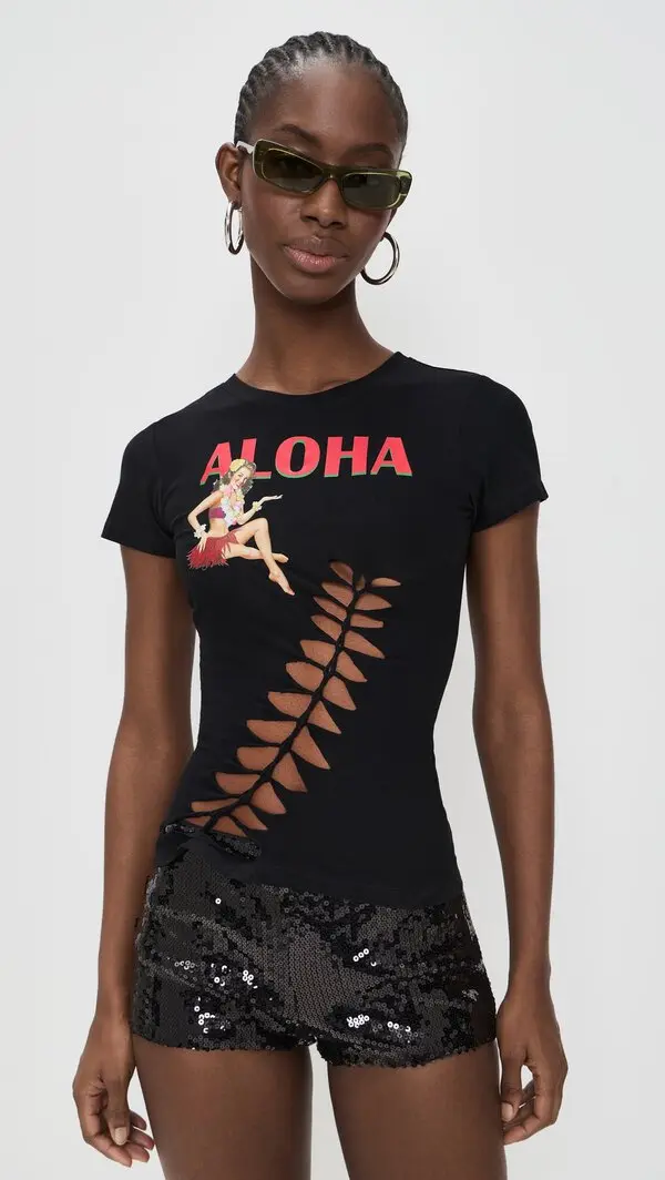 LESLIE AMON Aloha Graphic Tee