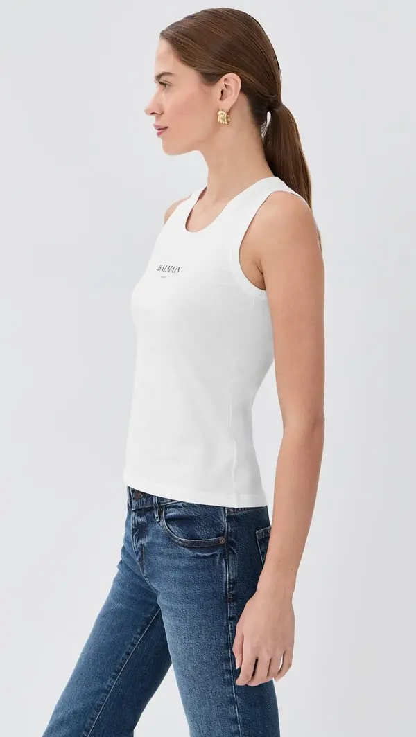 Balmain Printed Tank Top - Blanc/noir