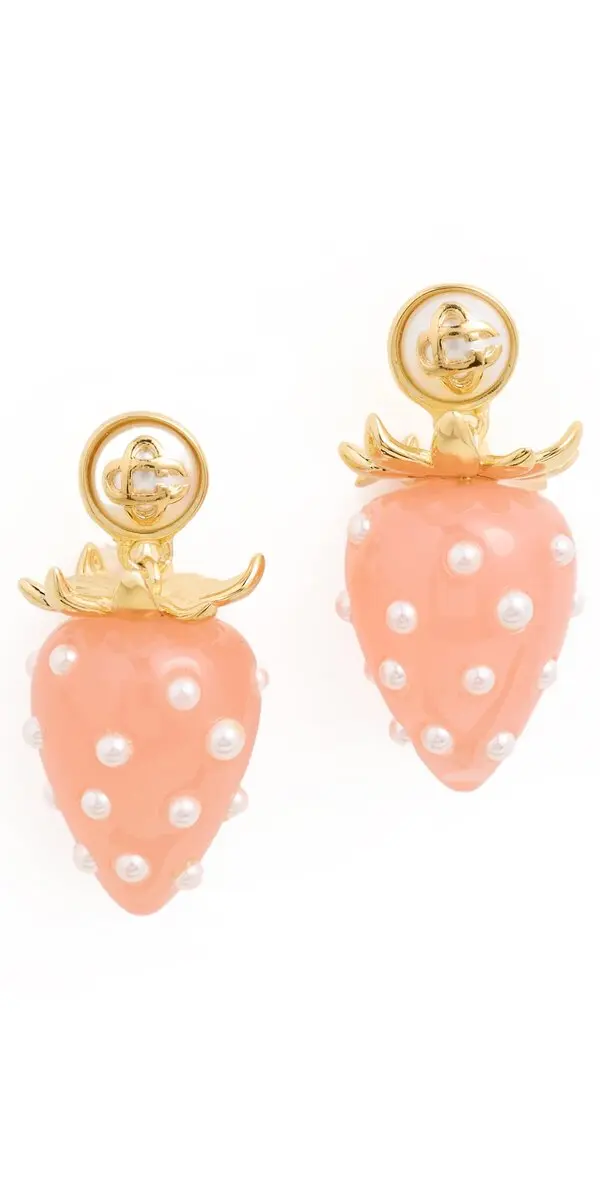 Casablanca Strawberry Earrings - Brass/resin/pearl