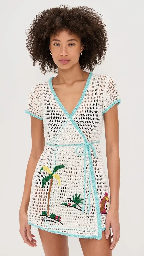 Staud Spritz Crochet Mini Dress