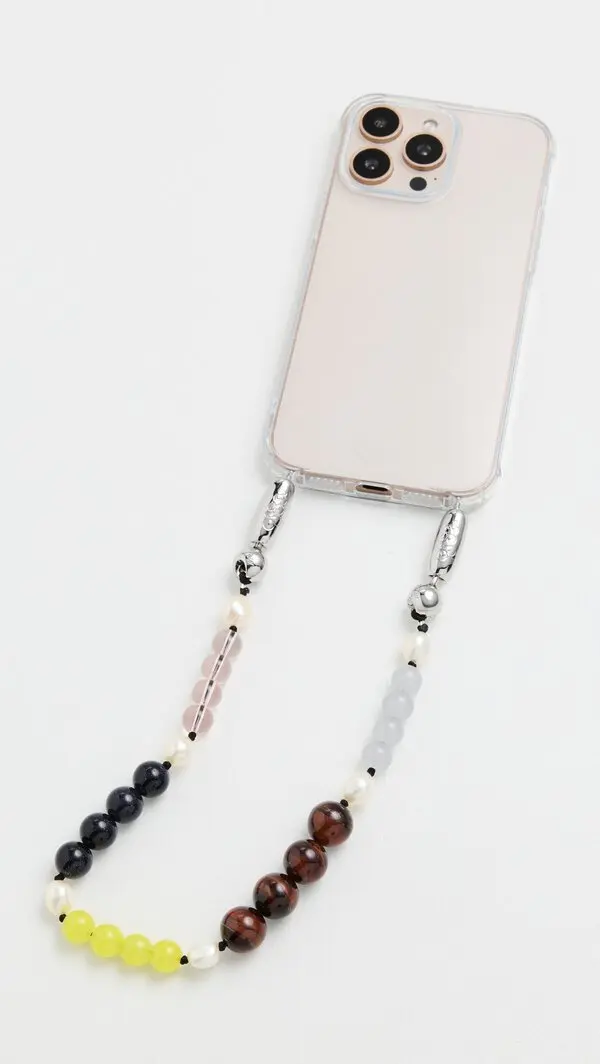 OSSA Stone And Pearl Beaded Wristlet