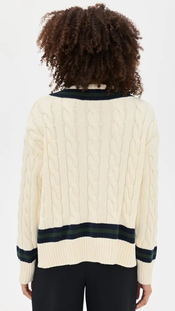 SPORTY & RICH Cable Knit V-neck Pullover