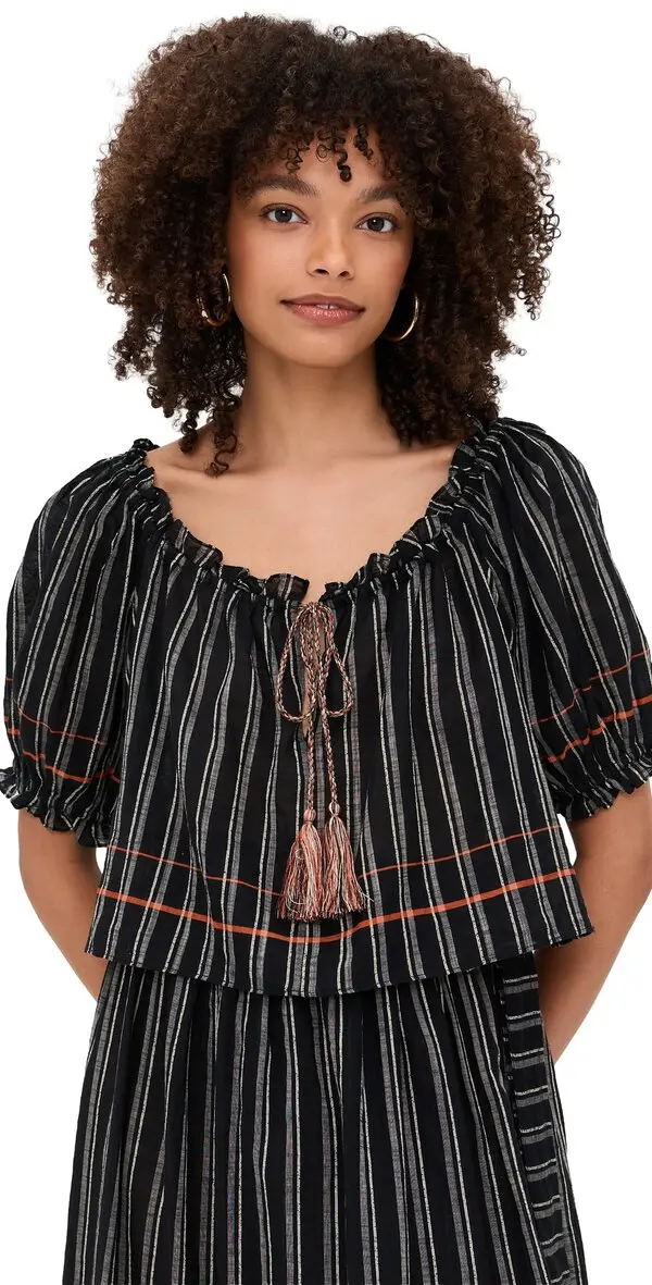 Ulla Johnson Paros Coverup Top - Noir Stripe