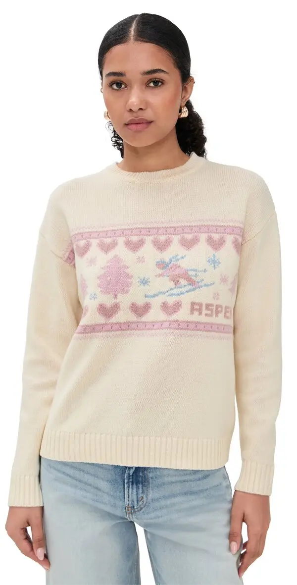 LoveShackFancy Francie Fair Isle Wool Sweater - Apres Ivory