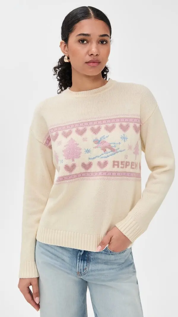 LoveShackFancy Francie Fair Isle Wool Sweater - Apres Ivory