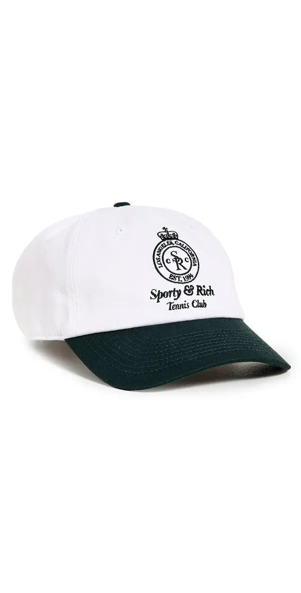SPORTY & RICH Crown Tennis Cap - White/forest