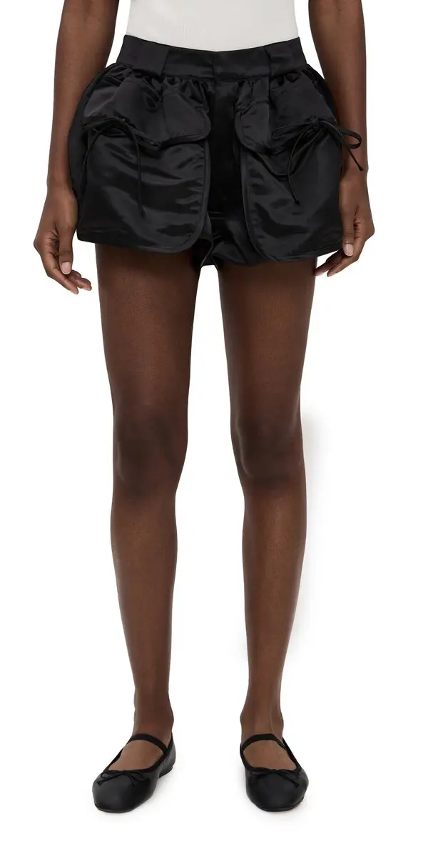 Sea Loraine Satin Bubble Shorts - Black