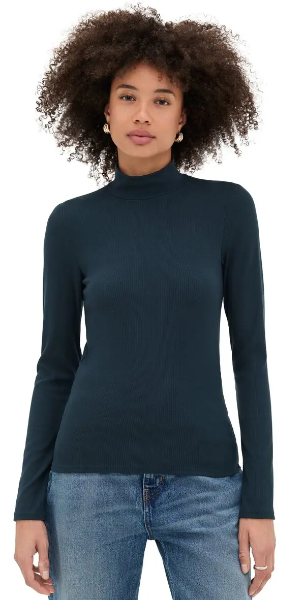 JAMIE HALLER The Mock Neck Tee - Navy