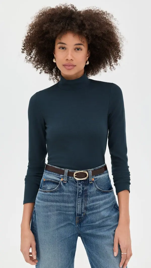 JAMIE HALLER The Mock Neck Tee - Navy