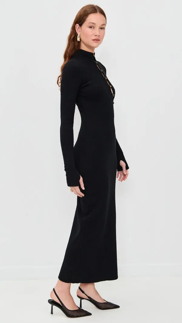fitted lace wedding dress Lisander Long Sleeve Dress | Polka Dot Nero Black main image 0
