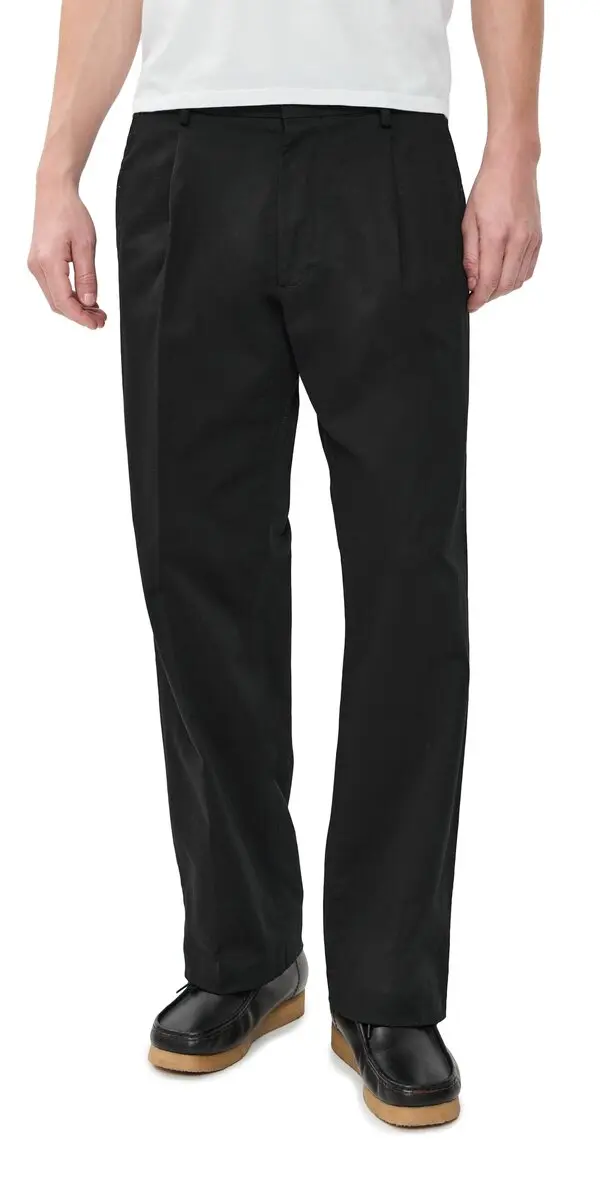 Nn07 Kaye Cotton Relaxed Pleated Trousers - Black