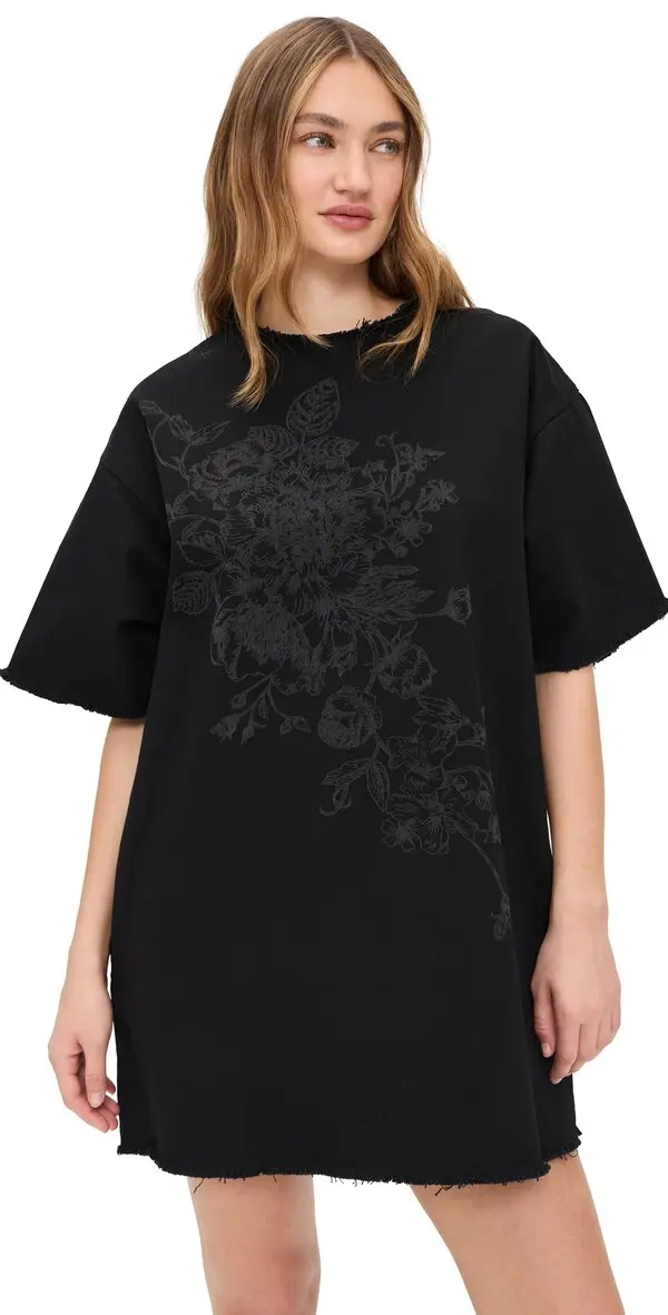MARQUES' ALMEIDA Floral Print Crewneck T-shirt Dress