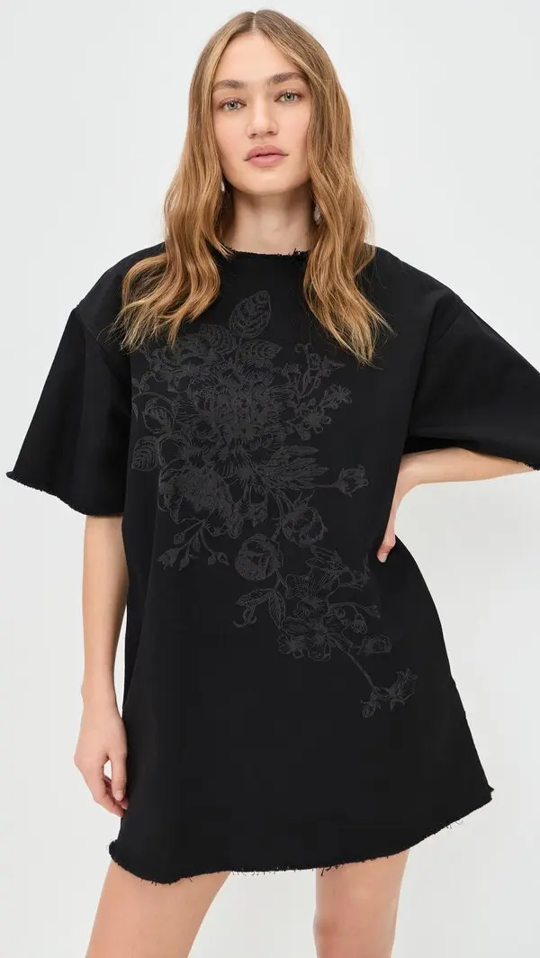 MARQUES' ALMEIDA Floral Print Crewneck T-shirt Dress