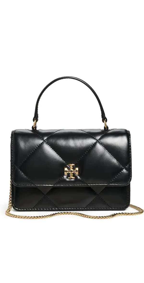Tory Burch Kira Diamond Quilt Mini Top Handle Chain Crossbody Bag - Black