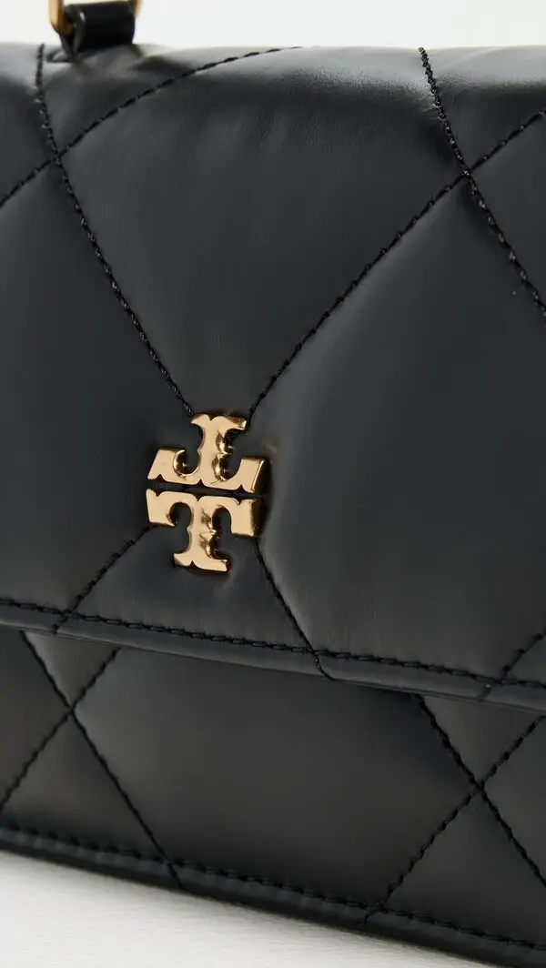 Tory Burch Kira Diamond Quilt Mini Top Handle Chain Crossbody Bag - Black