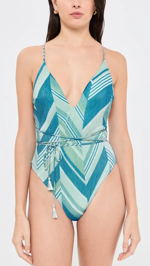 Devon Windsor Geometric One-piece Swimsuit - Glacier