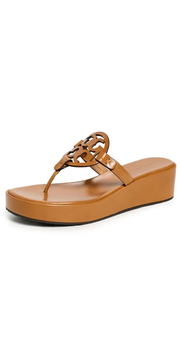 Tory Burch Miller Wedge Sandals - Walnut
