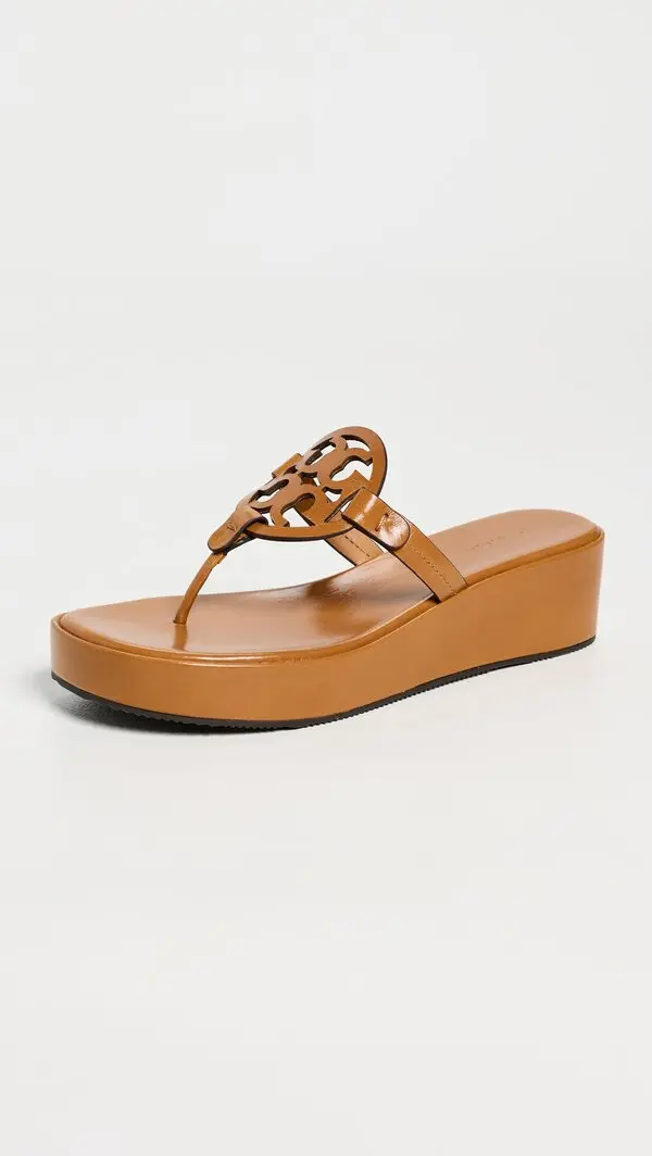 Tory Burch Miller Wedge Sandals - Walnut