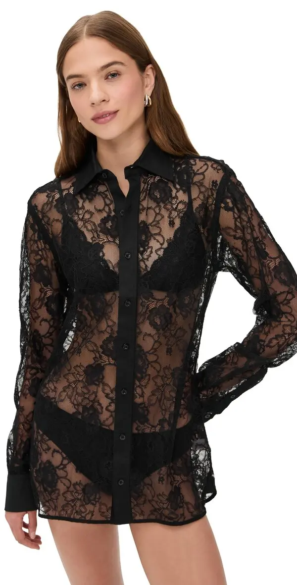 Fleur Du Mal Juliet Lace Button-down Shirt