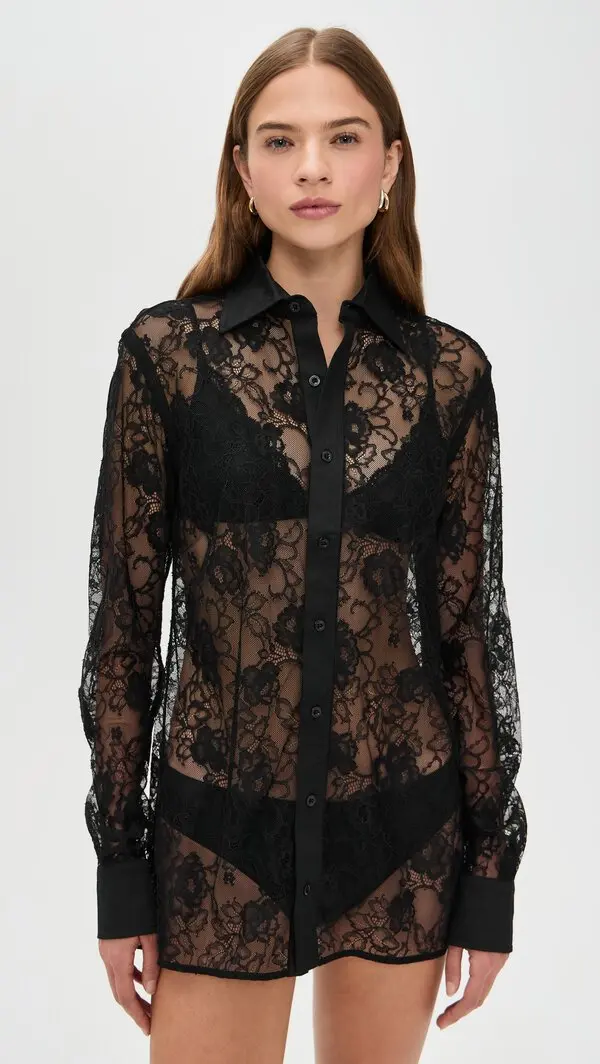 Fleur Du Mal Juliet Lace Button-down Shirt