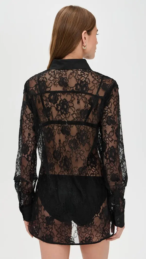 Fleur Du Mal Juliet Lace Button-down Shirt