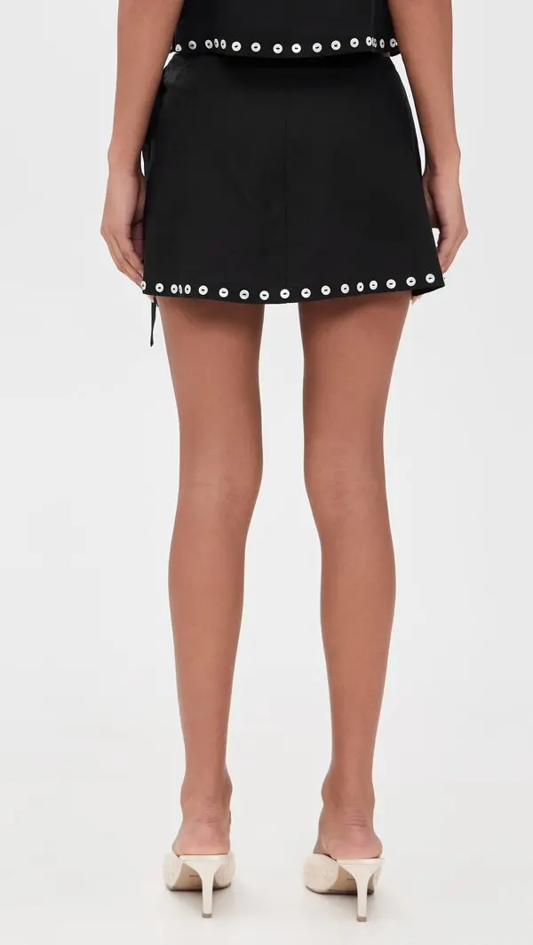 Staud Zandra Linen Mini Skirt - Black