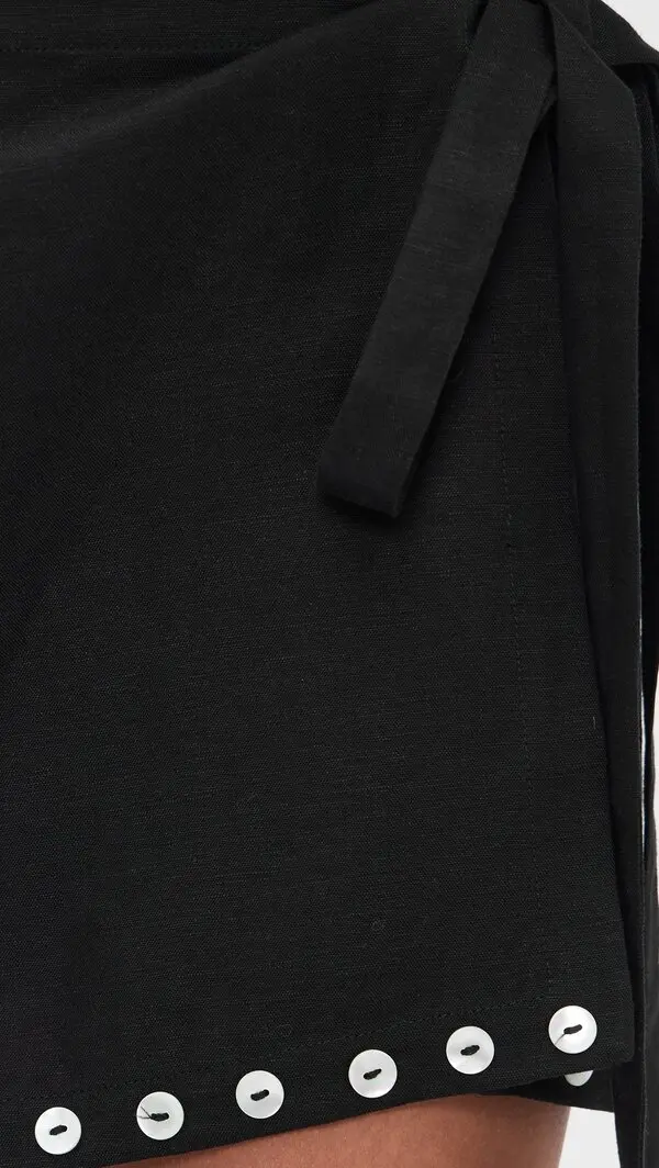 Staud Zandra Linen Mini Skirt - Black