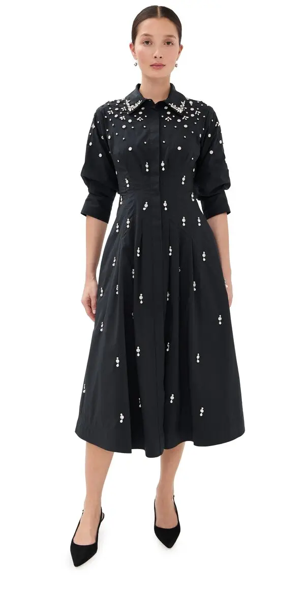 Simkhai Jazz Embellished Pintuck Midi Dress