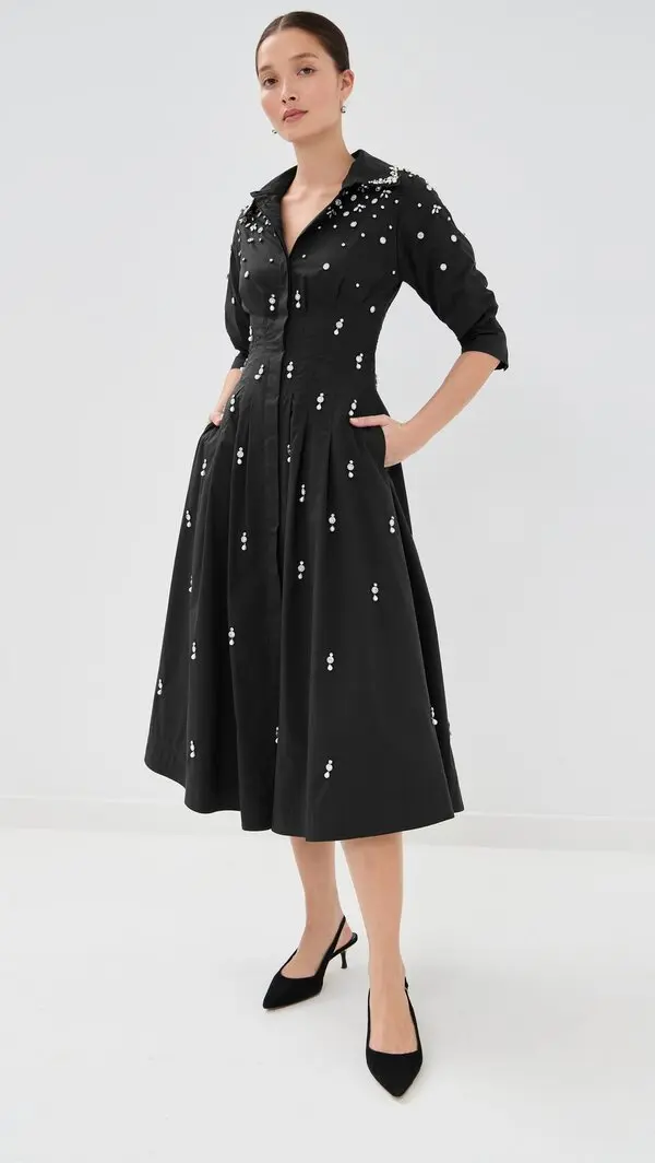 Simkhai Jazz Embellished Pintuck Midi Dress