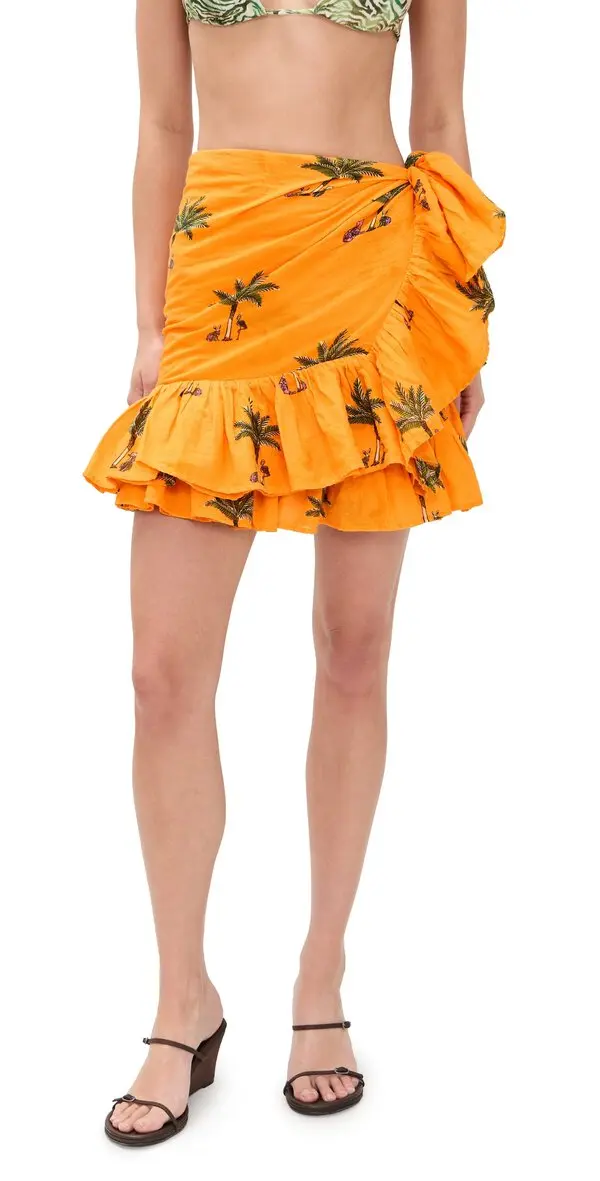 CONIGLIO PALM BEACH Mini Ruffle Pareo - Petit Palm Orange