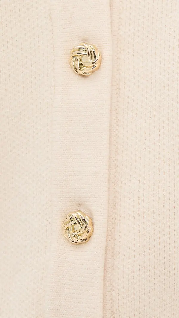 LE BOP Ribbed Cardigan With Gold-toned Buttons - Ivory